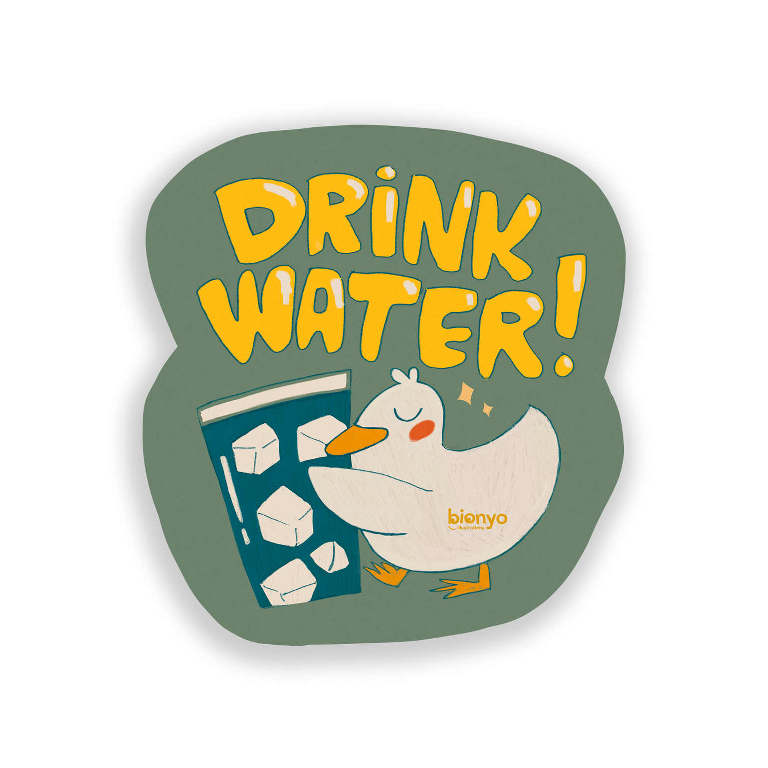 Drink Water Stay Hydrated Duck Matte Vinyl Sticker – bionyo illustrations