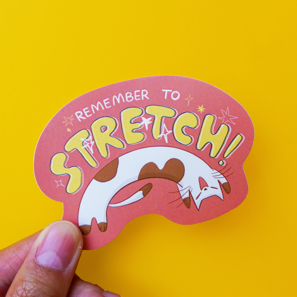 Remember to Stretch Cat Matte Vinyl Sticker – bionyo illustrations