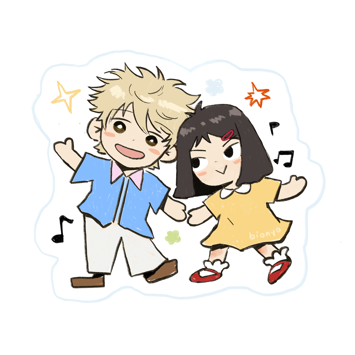 Shima & Mitsumi (Skip and Loafer) Clear Matte Vinyl Sticker – bionyo ...